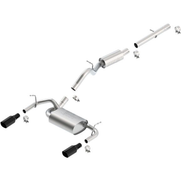 Borla T-304 Stainless Steel Cat-Back Split Rear Exhaust with Black ...