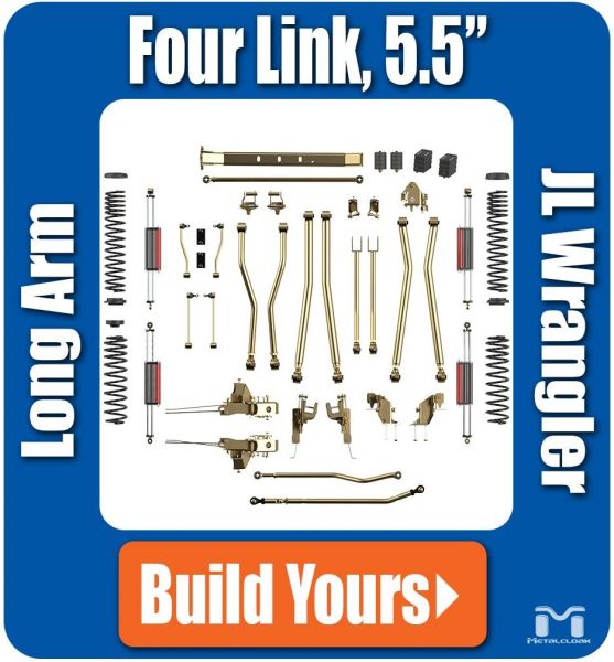 MetalCloak 5.5" 4-Link, Bolt-On Long Arm Suspension & Lift Kit for 21 ...